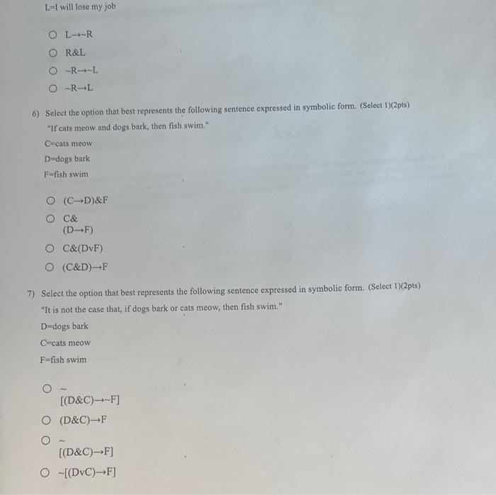 Solved 5) " I will lose my job if I do not report to work"R= | Chegg.com