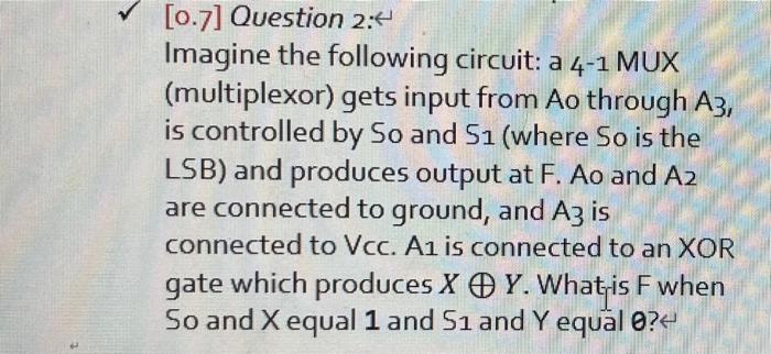 Solved Imagine the following circuit: a 4-1 MUX | Chegg.com