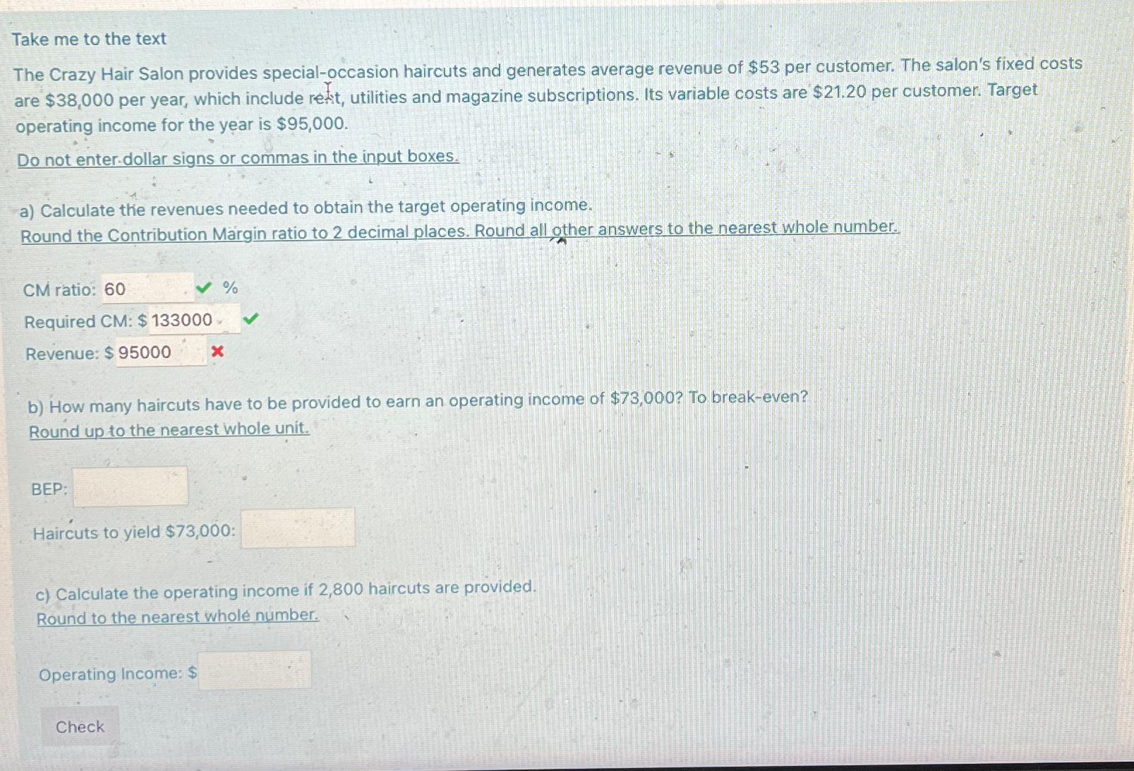 Solved Take me to the textThe Crazy Hair Salon provides | Chegg.com