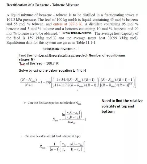 Solved Rectification of a Benzene - Toluene Mixture A liquid | Chegg.com