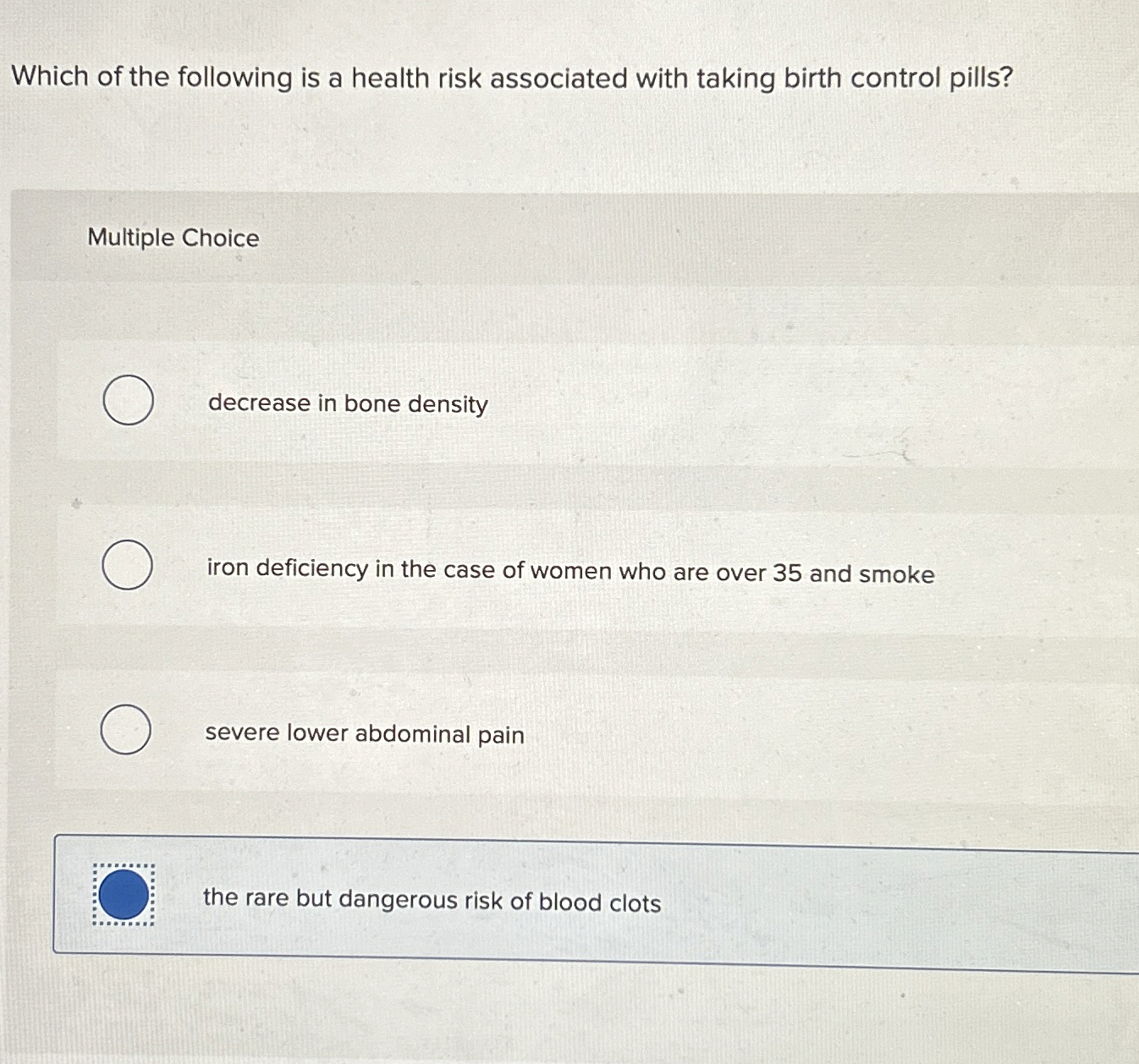 Solved Which of the following is a health risk associated | Chegg.com