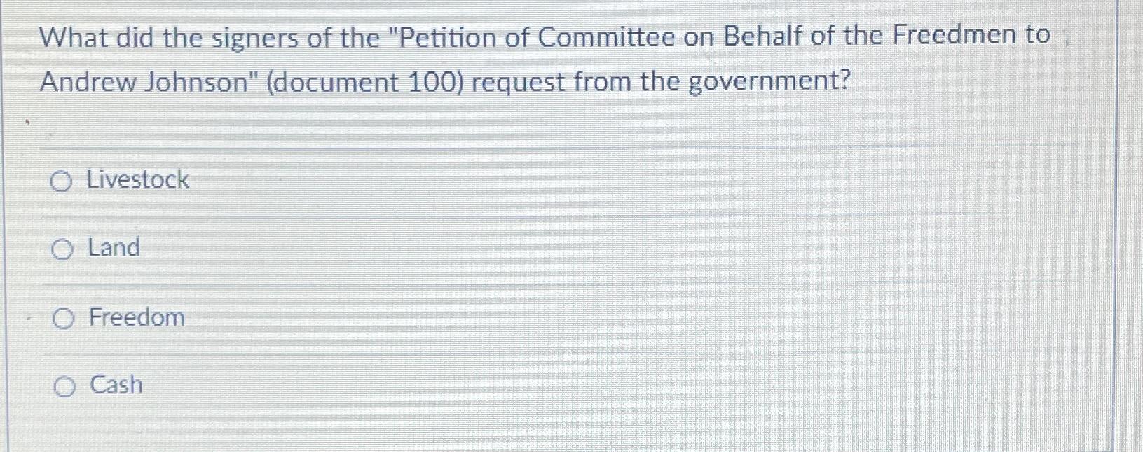 Solved What did the signers of the "Petition of Committee on | Chegg.com