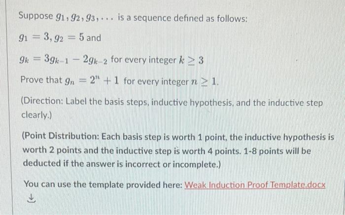 Solved Suppose g1,g2,g3,… is a sequence defined as follows: | Chegg.com