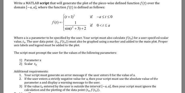 Solved Write A Matlab Script That Will Generate The Plot Of 2755