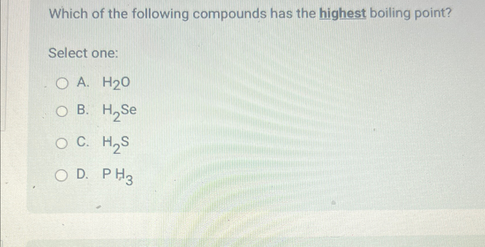 Solved Which of the following compounds has the highest | Chegg.com