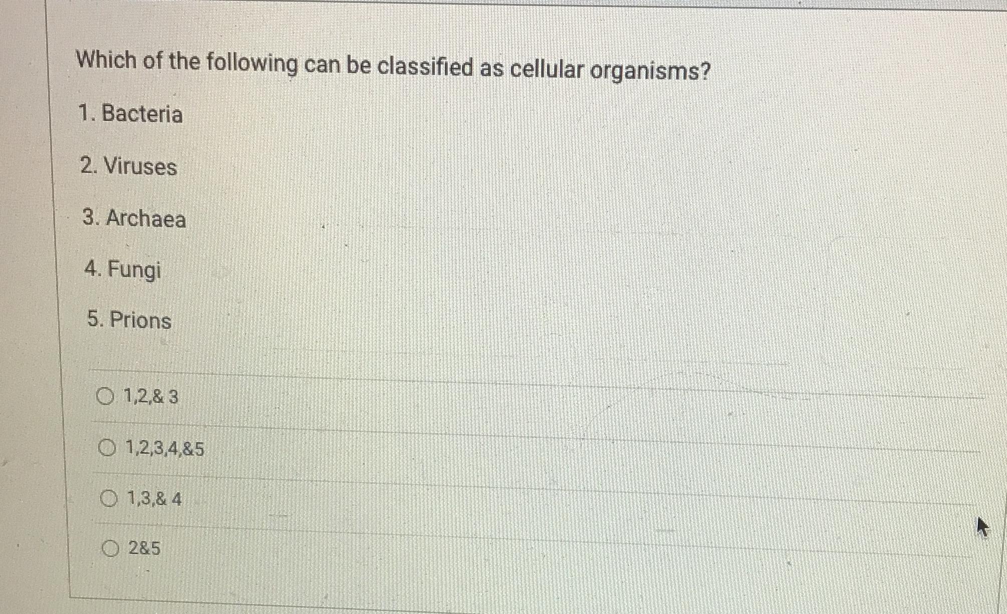 Solved Which of the following can be classified as cellular | Chegg.com