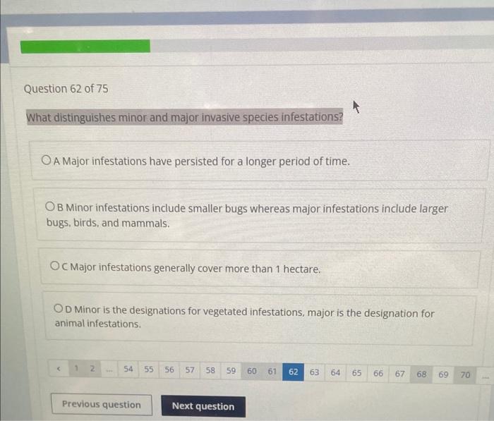 Solved What distinguishes minor and major invasive species | Chegg.com