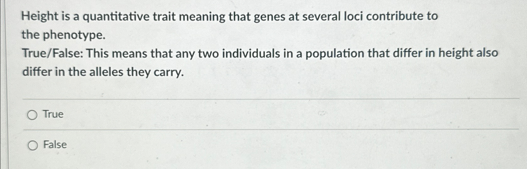 Solved Height is a quantitative trait meaning that genes at | Chegg.com
