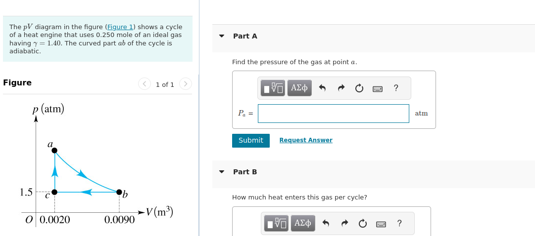 Solved The pV ﻿diagram in the figure (Figure 1) ﻿shows a | Chegg.com