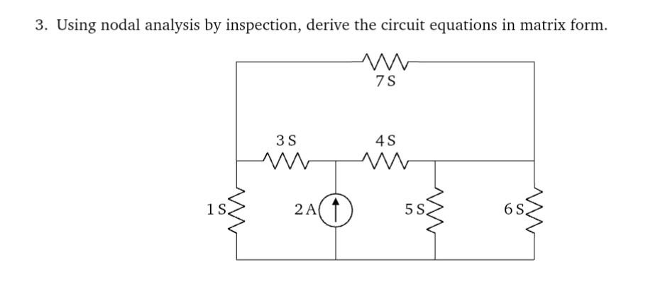 Solved 3. Using nodal analysis by inspection, derive the | Chegg.com