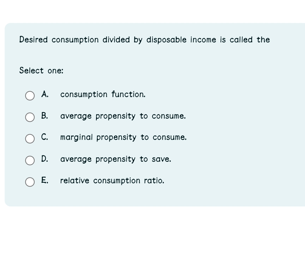 Solved Desired consumption divided by disposable income is | Chegg.com