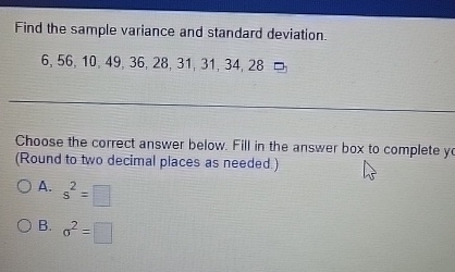 Find the sample variance and standard | Chegg.com