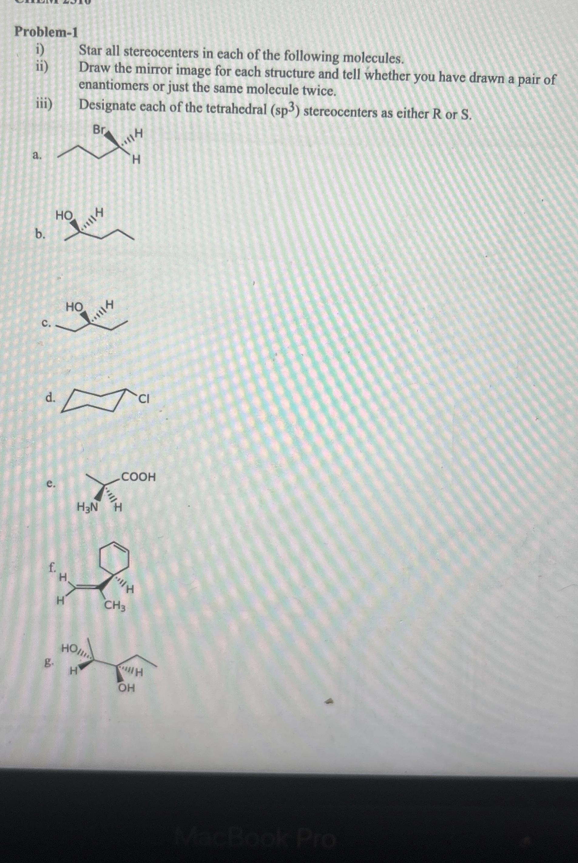 Solved Problem-1i) ﻿Star all stereocenters in each of the | Chegg.com