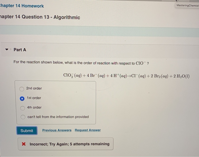 Solved hapter 14 Homework MasteringChemist mapter 14 | Chegg.com