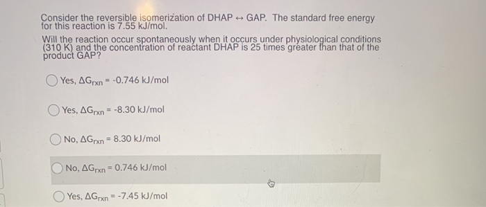 Solved Consider the reversible isomerization of DHAP GAP. | Chegg.com