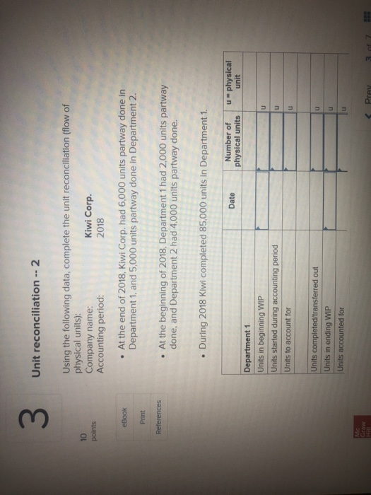 Solved Unit reconciliation -- 2 10 Using the following data, | Chegg.com