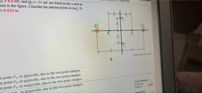 Solved (10\%) Problem 4: Two point charges Q1=4.6mC and | Chegg.com
