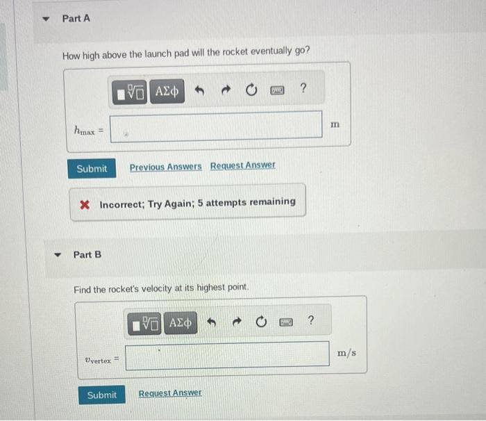 Solved A rocket blasts off vertically from rest on the | Chegg.com