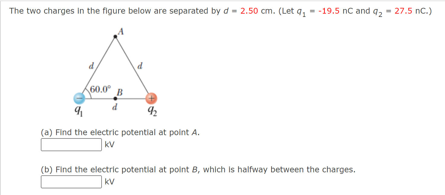 Solved The two charges in the figure below are separated by | Chegg.com