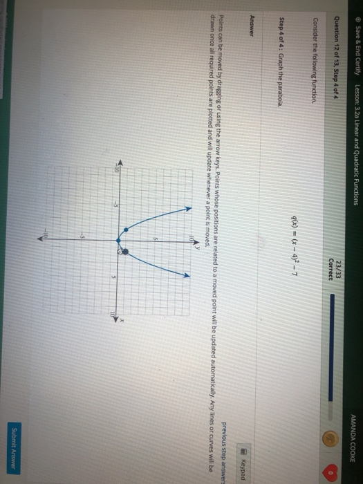 Solved Save & End Certify Lesson: 3.2a Linear and Quadratic | Chegg.com