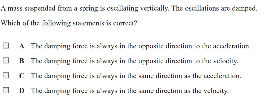 Solved A mass suspended from a spring is oscillating | Chegg.com