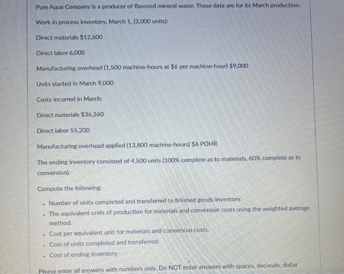 Solved Work in process irventory, March 1, (3,000 units): | Chegg.com