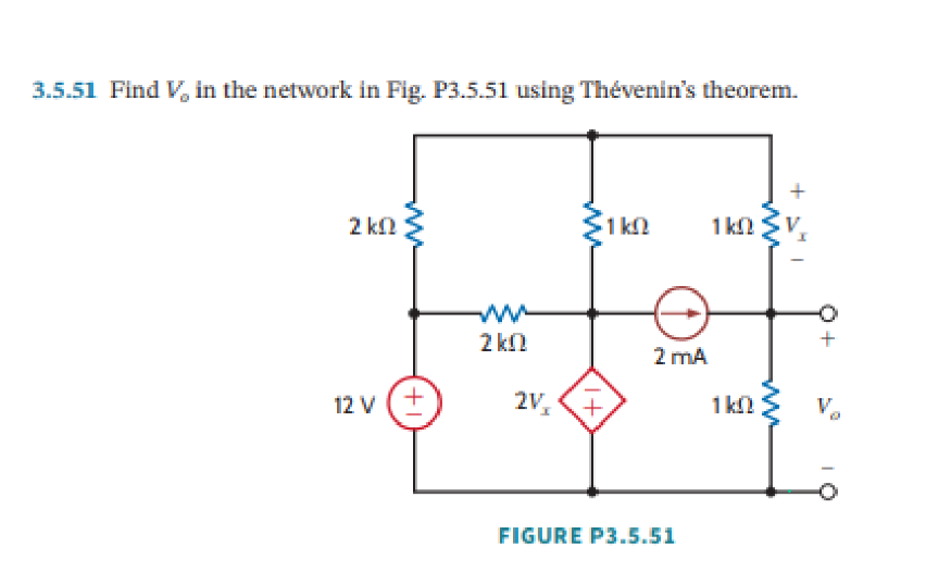 Solved 3.5.51 ﻿Find Vo ﻿in the network in Fig. P3.5.51 | Chegg.com