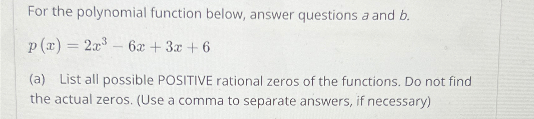 Solved For the polynomial function below, answer questions a | Chegg.com