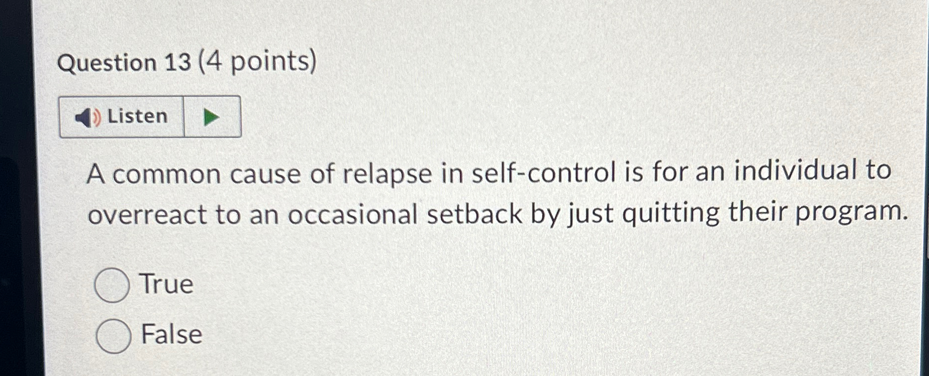 Solved Question 13 (4 ﻿points)A common cause of relapse in | Chegg.com
