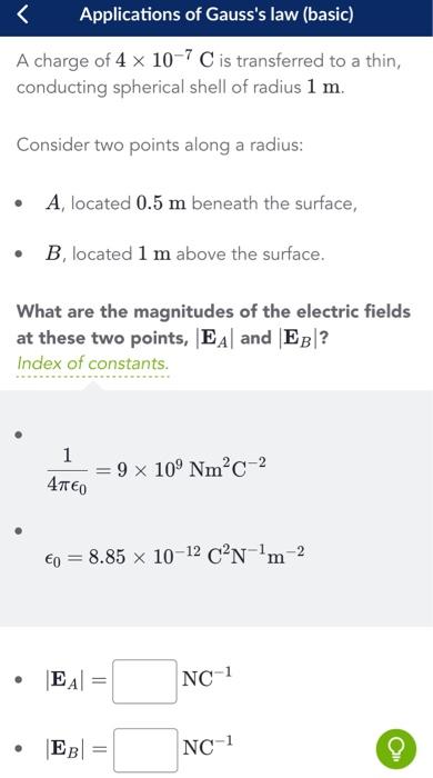 Solved A charge of 4×10−7C is transferred to a thin, | Chegg.com