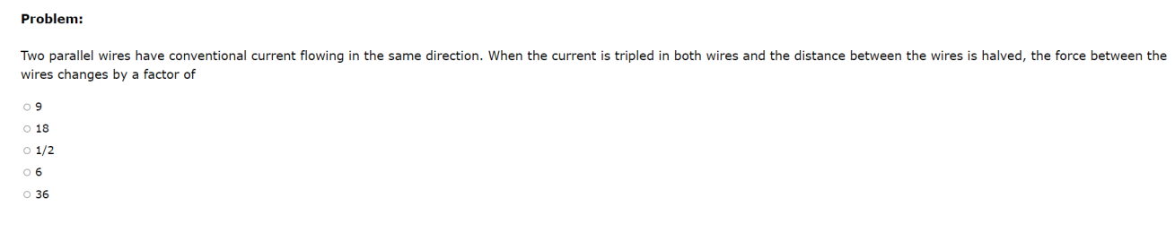 Solved Problem:Two parallel wires have conventional current | Chegg.com