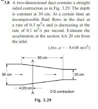 Solved 3.8 ﻿A two-dimensional duct contains a straight sided | Chegg.com