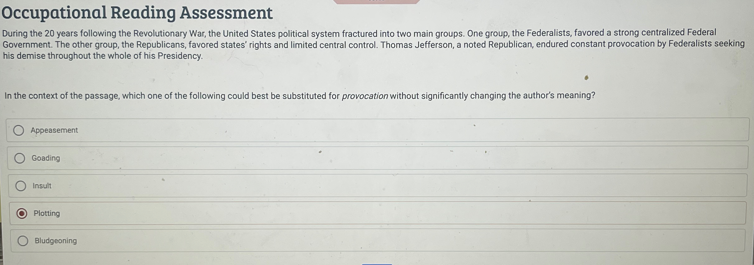 Solved Occupational Reading AssessmentDuring the 20 ﻿years | Chegg.com