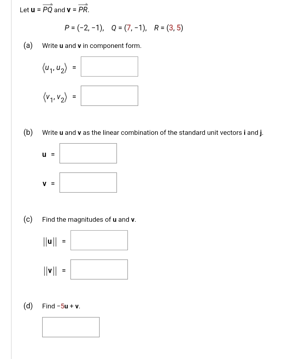 Solved Let u=vec(PQ) ﻿and | Chegg.com