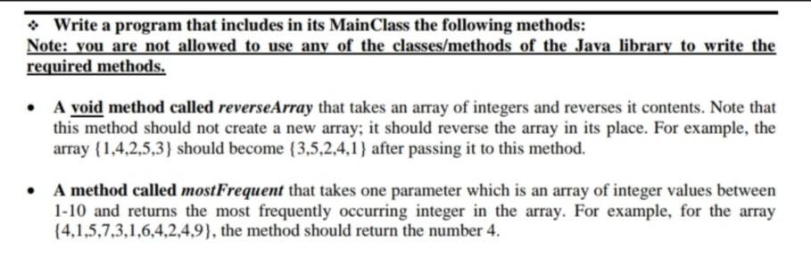 Solved → Write a program that includes in its MainClass the | Chegg.com