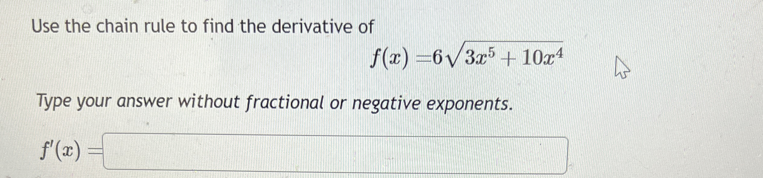 Solved Use the chain rule to find the derivative | Chegg.com