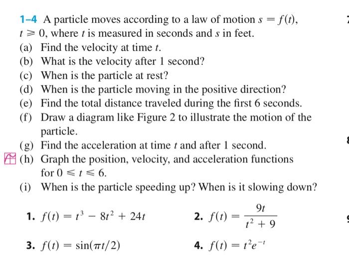 Solved 1-4 A particle moves according to a law of motion | Chegg.com