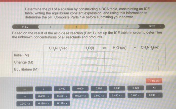 Solved Determine the pH of a solution by constructing a BCA | Chegg.com