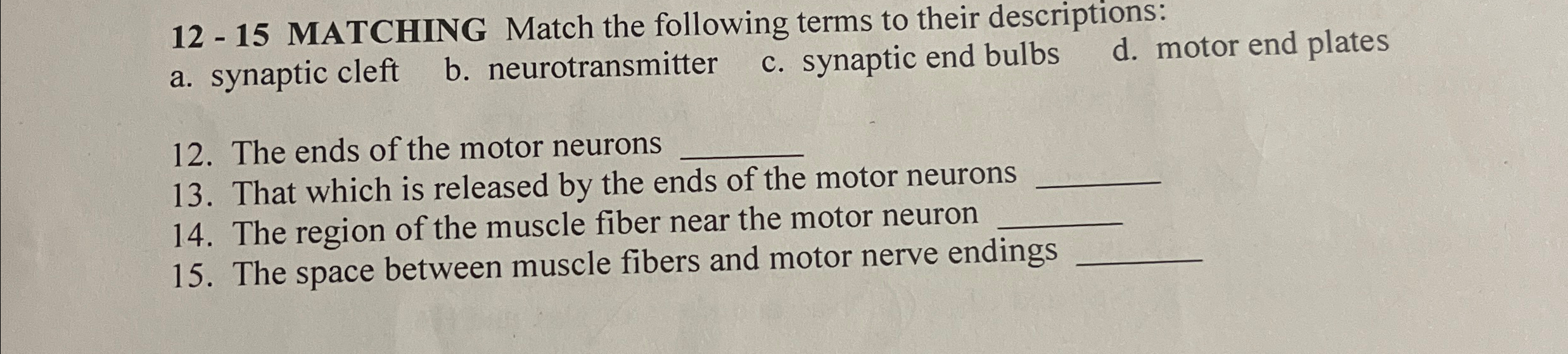 Solved MATCHING Match the following terms to their | Chegg.com