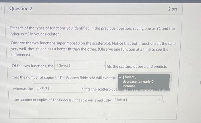 Fit each of the types of functions you identified in | Chegg.com