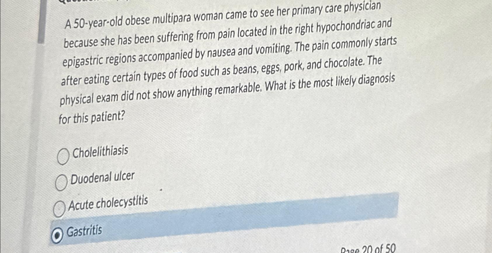 Solved A 50-year-old obese multipara woman came to see her | Chegg.com