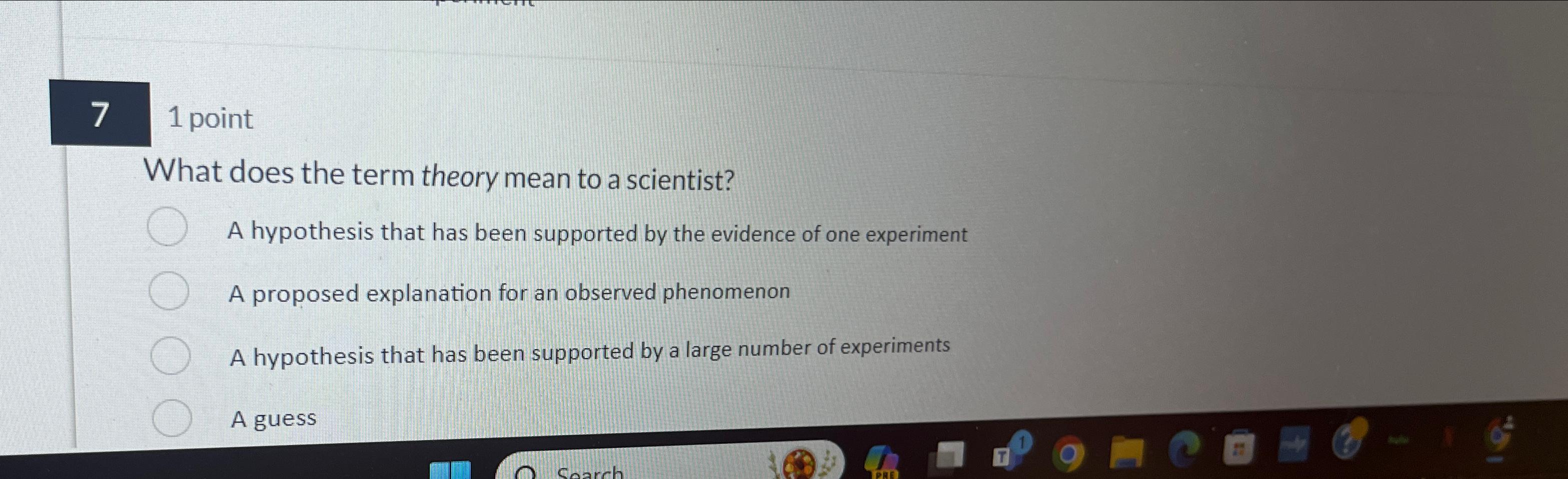 Solved 71 ﻿pointWhat does the term theory mean to a | Chegg.com