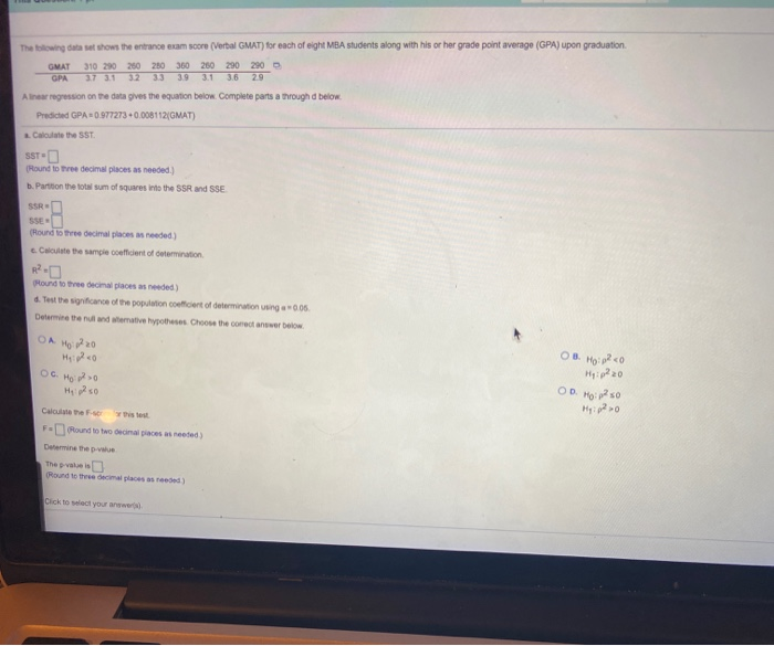 Solved The following data set shows the entrance exam score | Chegg.com