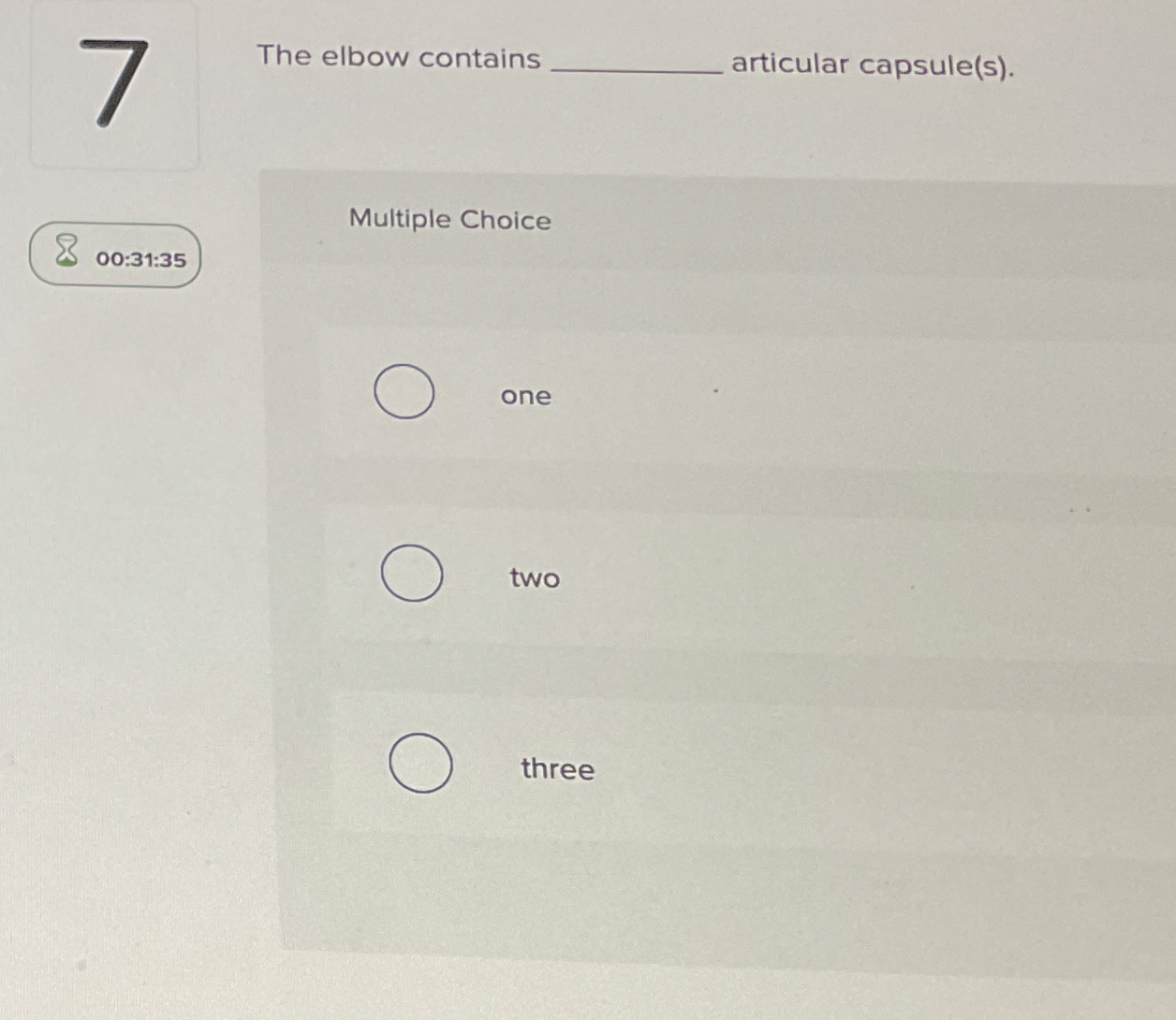 Solved The elbow containsarticular capsule(s).Multiple | Chegg.com