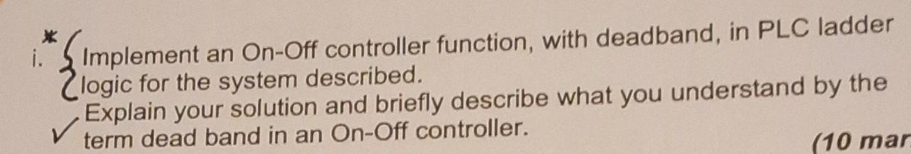 Solved * Implement an On-Off controller function, with | Chegg.com