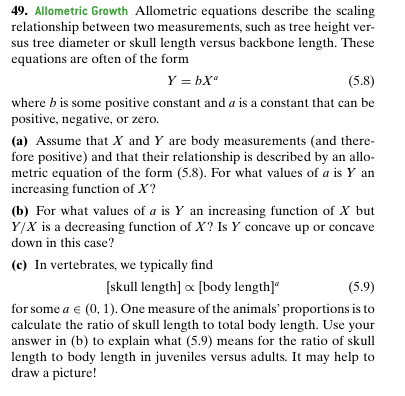 Solved Allometric Growth Allometric equations describe the | Chegg.com