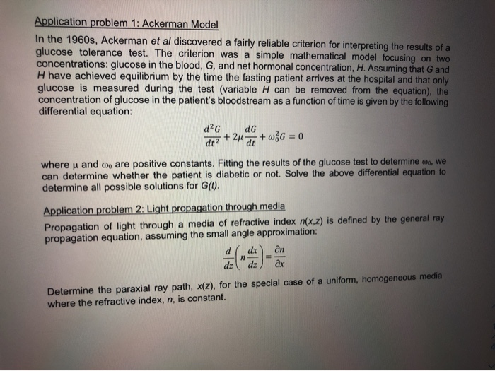 Solved Application problem 1: Ackerman Model In the 1960s, | Chegg.com