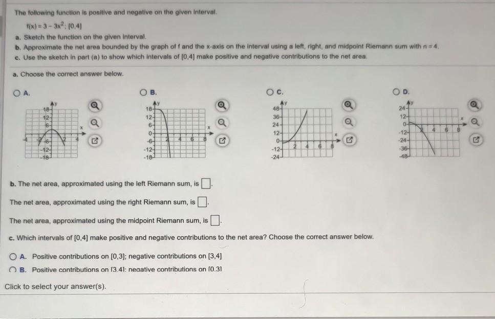 Solved The following function is positive and negative on | Chegg.com