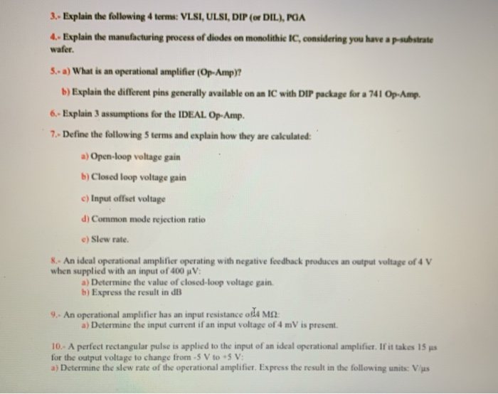 Solved 3.- Explain the following 4 terms: VL.SI, ULSI, DIP | Chegg.com