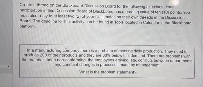 Solved Create a thread on the Blackboard Discussion Board | Chegg.com